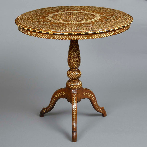 Rare Hoshiapur Bone Inlaid Circular Tea Table in the Mughal Tradition ...